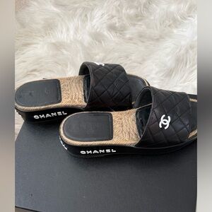 CHANEL | Shoes | Chanel Black Quilted Slide Sandals | Poshmark